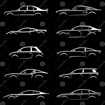 Set of Concept Car Silhouette Stock Vector - Illustration of business ...
