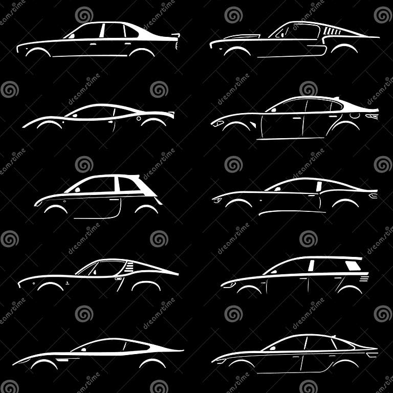 Set of Concept Car Silhouette Stock Vector - Illustration of business ...