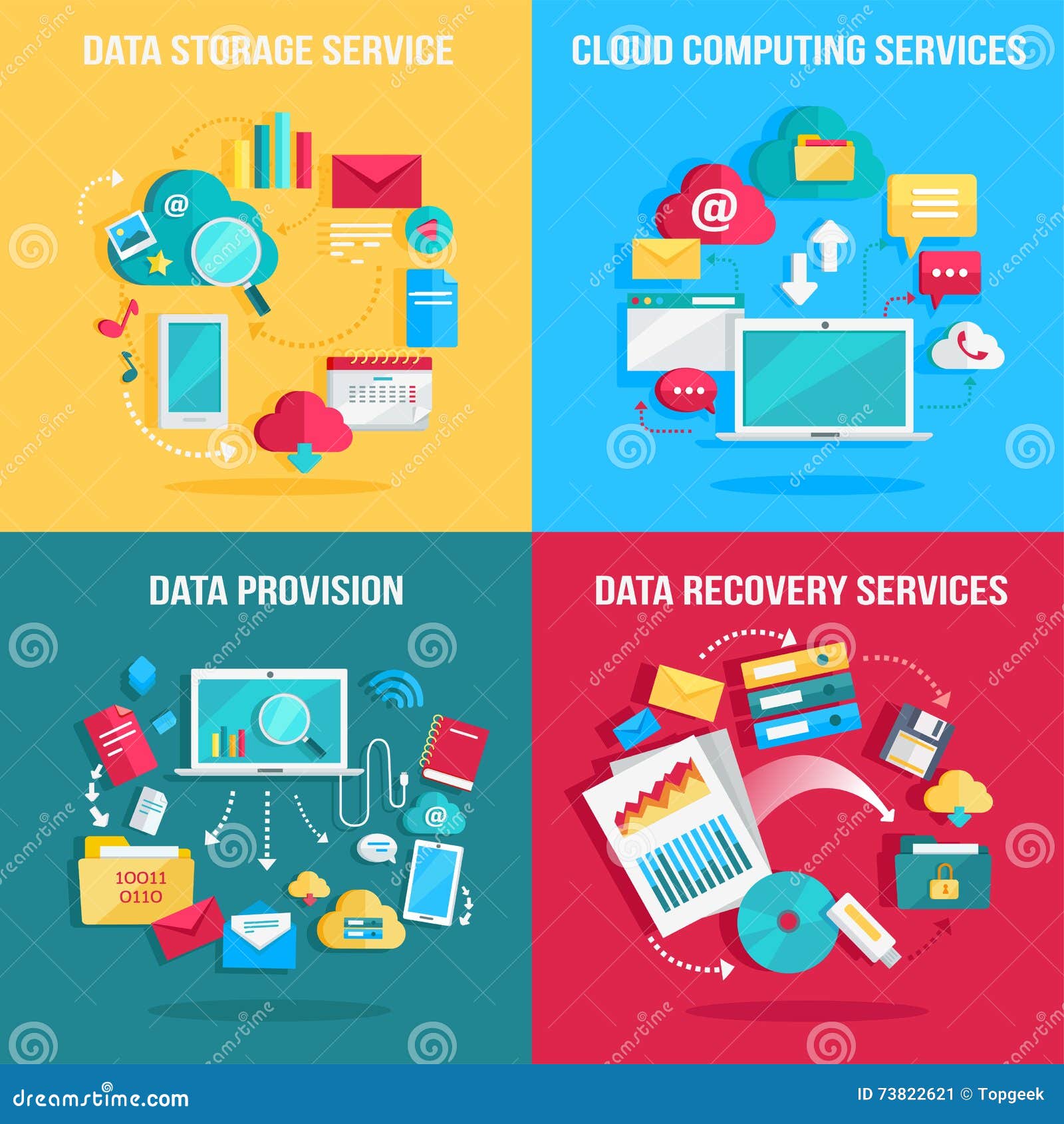 Set of Concept Flat Designs for Data Services Stock Vector ...