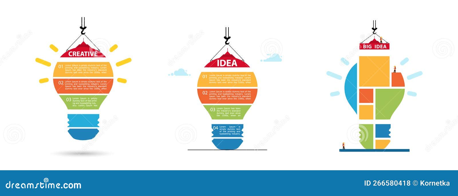 Set Concept Illustration Build Light Bulb from Blocks. Glowing Light ...