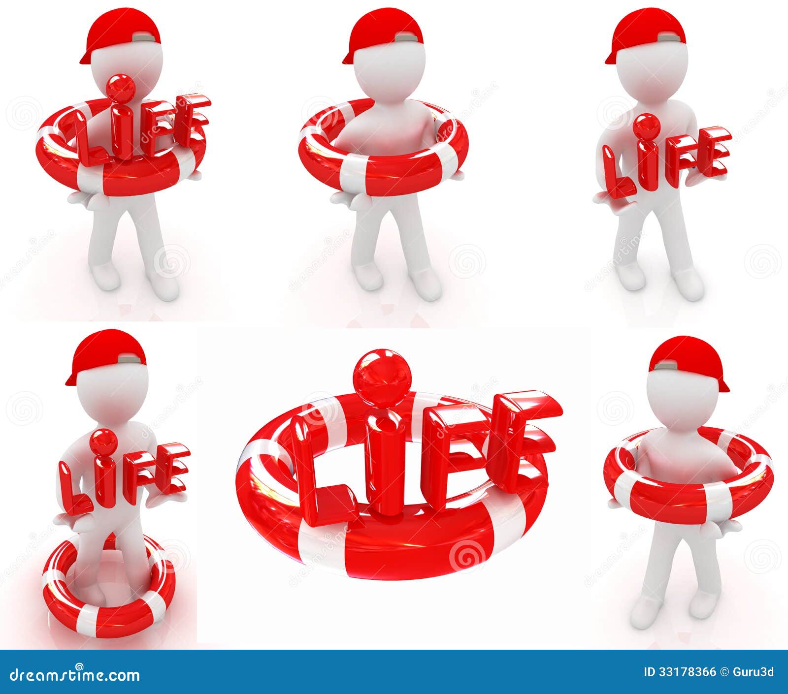 Set. Concept of Life-saving with 3d Man.3d Illustration Stock ...