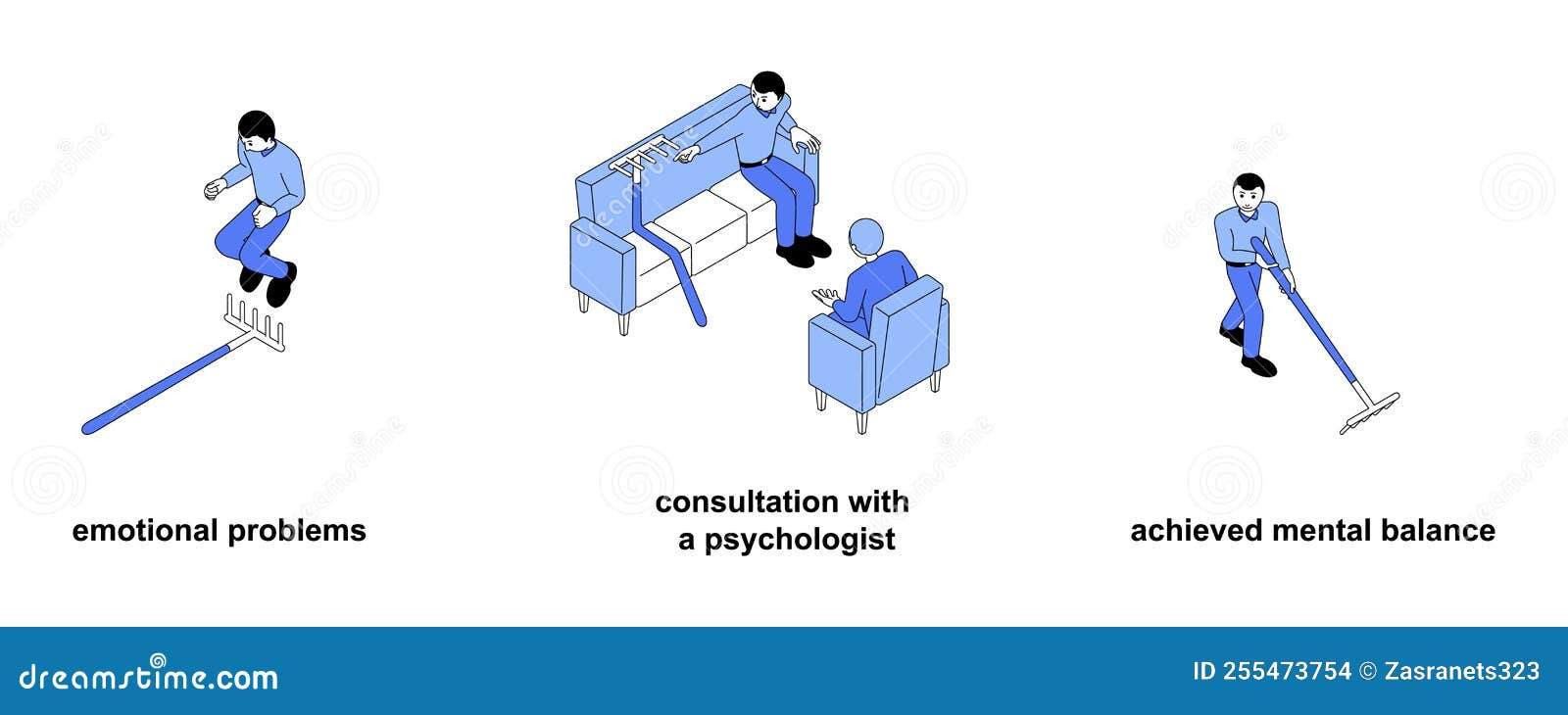 Set of Conceptual Illustrations about Emotional Problems and Their ...