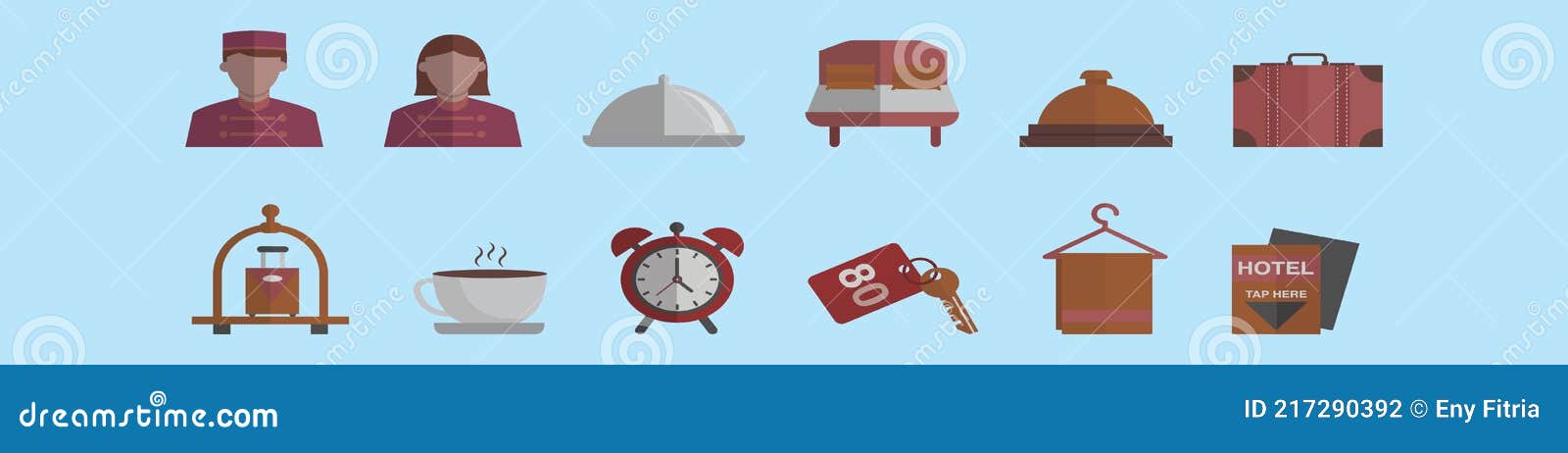 Set of Concierge Cartoon Icon Design Template with Various Models ...