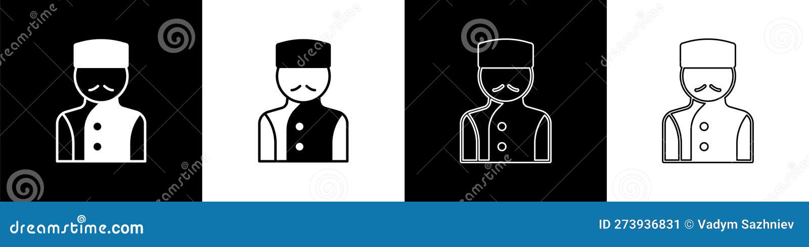 Set Concierge Icon Isolated on Black and White Background. Vector Stock ...