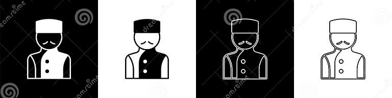 Set Concierge Icon Isolated on Black and White Background. Vector Stock ...