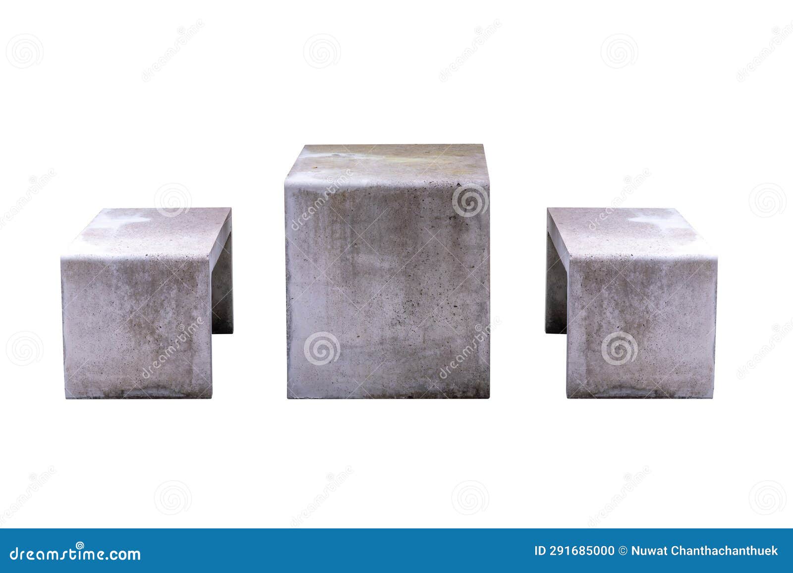Set of Concrete Table and Bench Isolated on White Background Stock ...