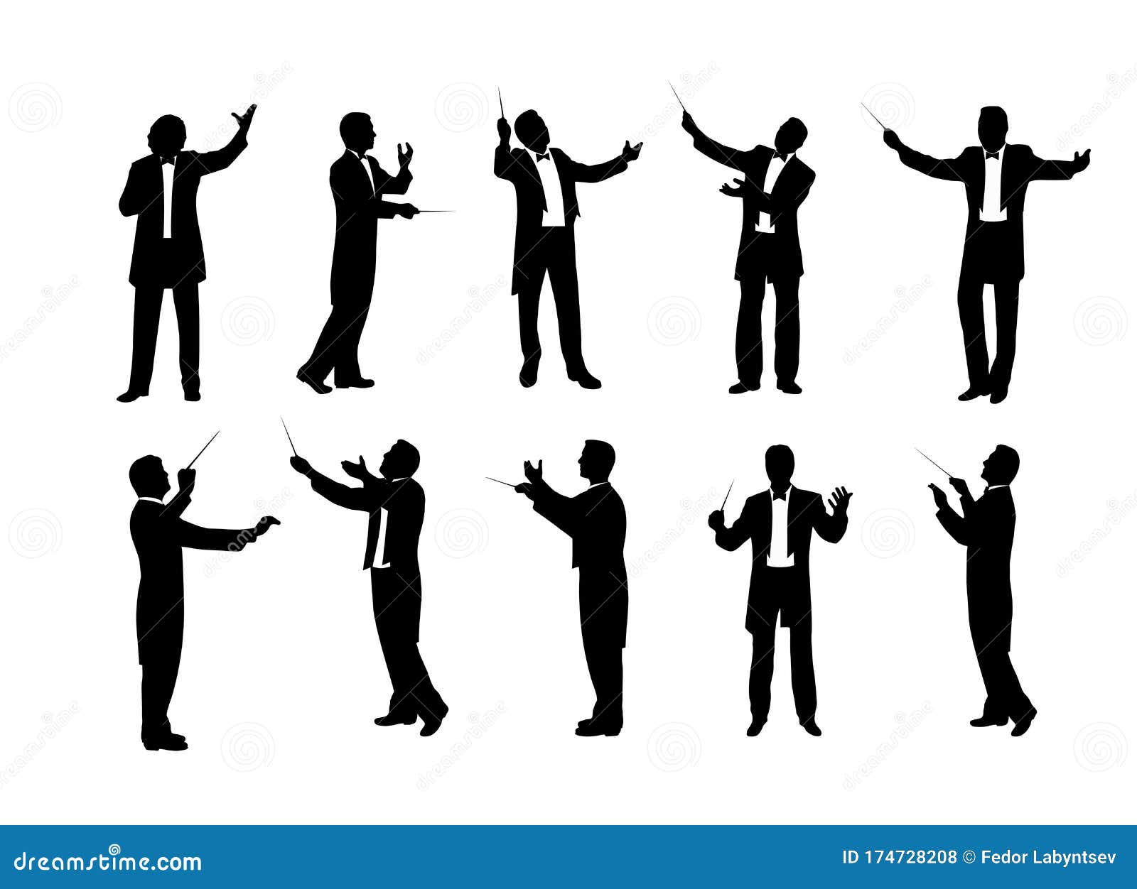 Set of Conductor Silhouettes Vector Illustration Stock Vector ...