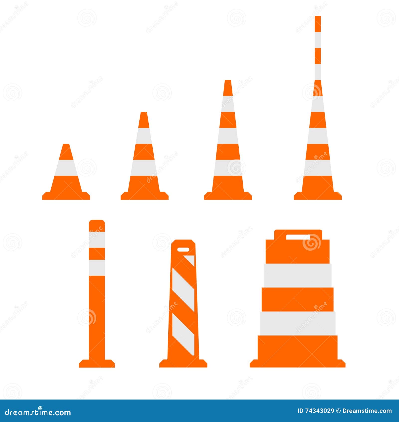 Set of Cones Vector Icons in Flat Design on White Stock Vector - Illustration of delineator ...