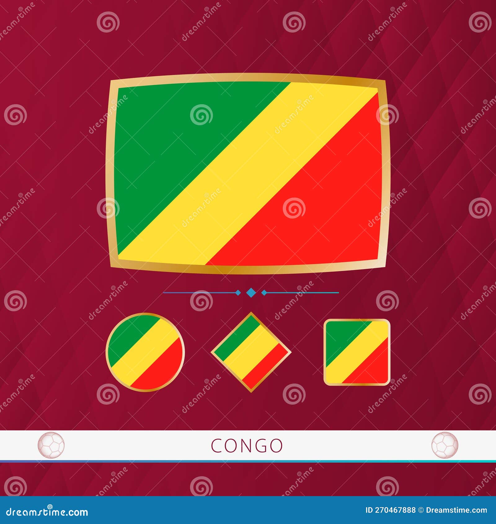 Set of Congo Flags with Gold Frame for Use at Sporting Events on a ...