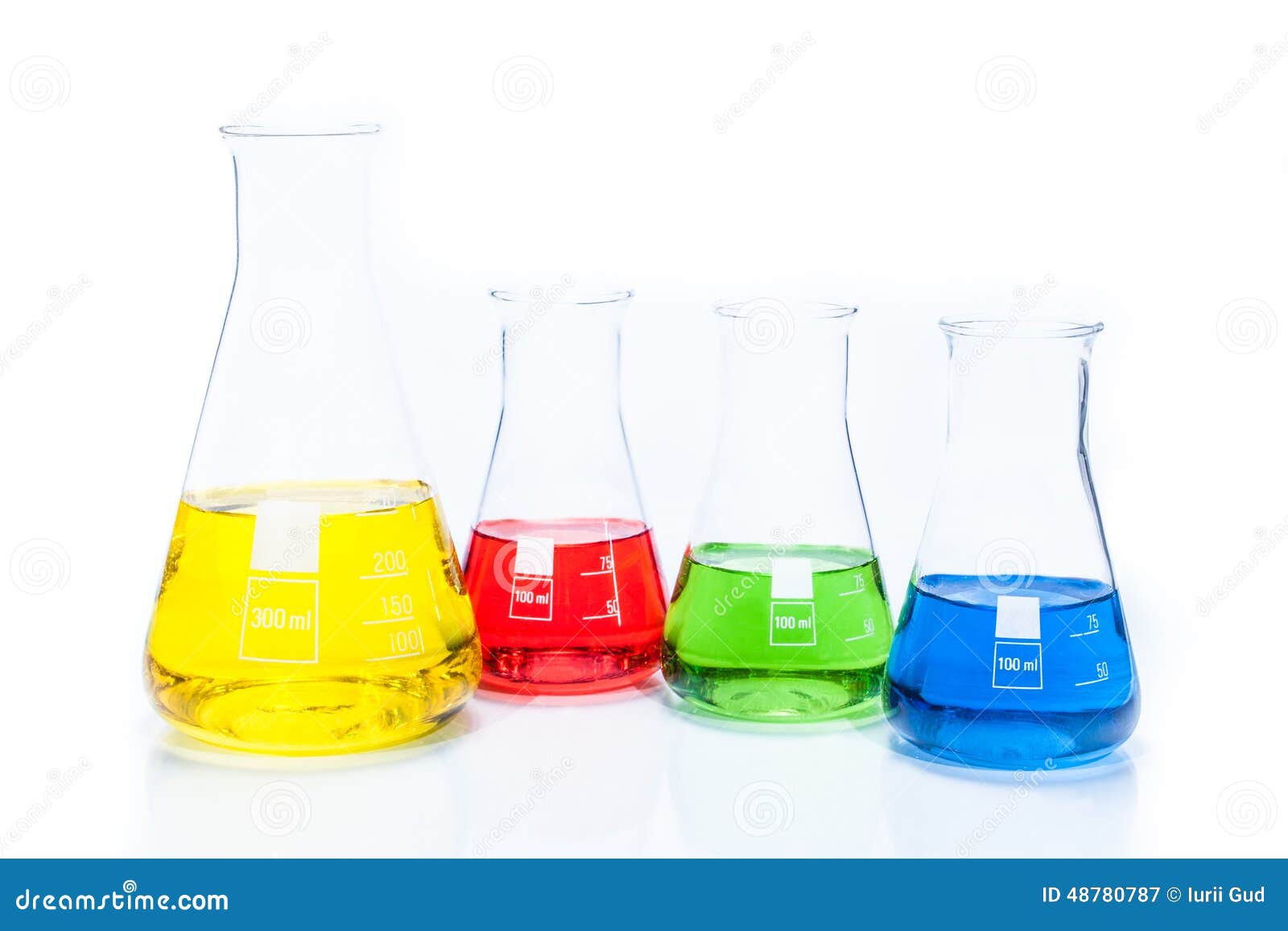 Set of Conical Temperature Resistant Flask with Color Liquid Stock ...