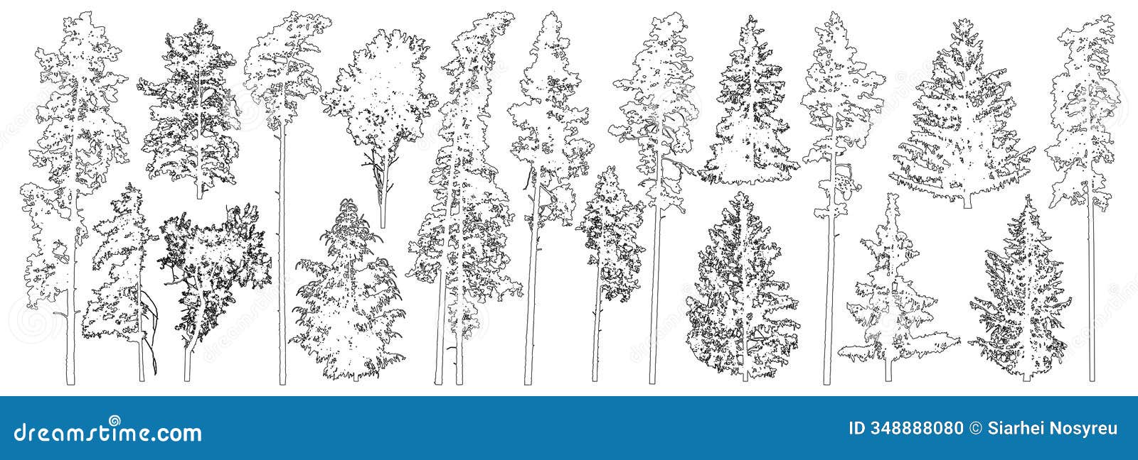 Set of Coniferous and Deciduous Trees for Architecture and Landscape ...