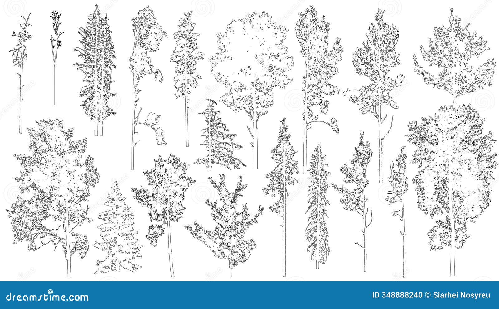 Set of Coniferous and Deciduous Trees for Architecture and Landscape ...