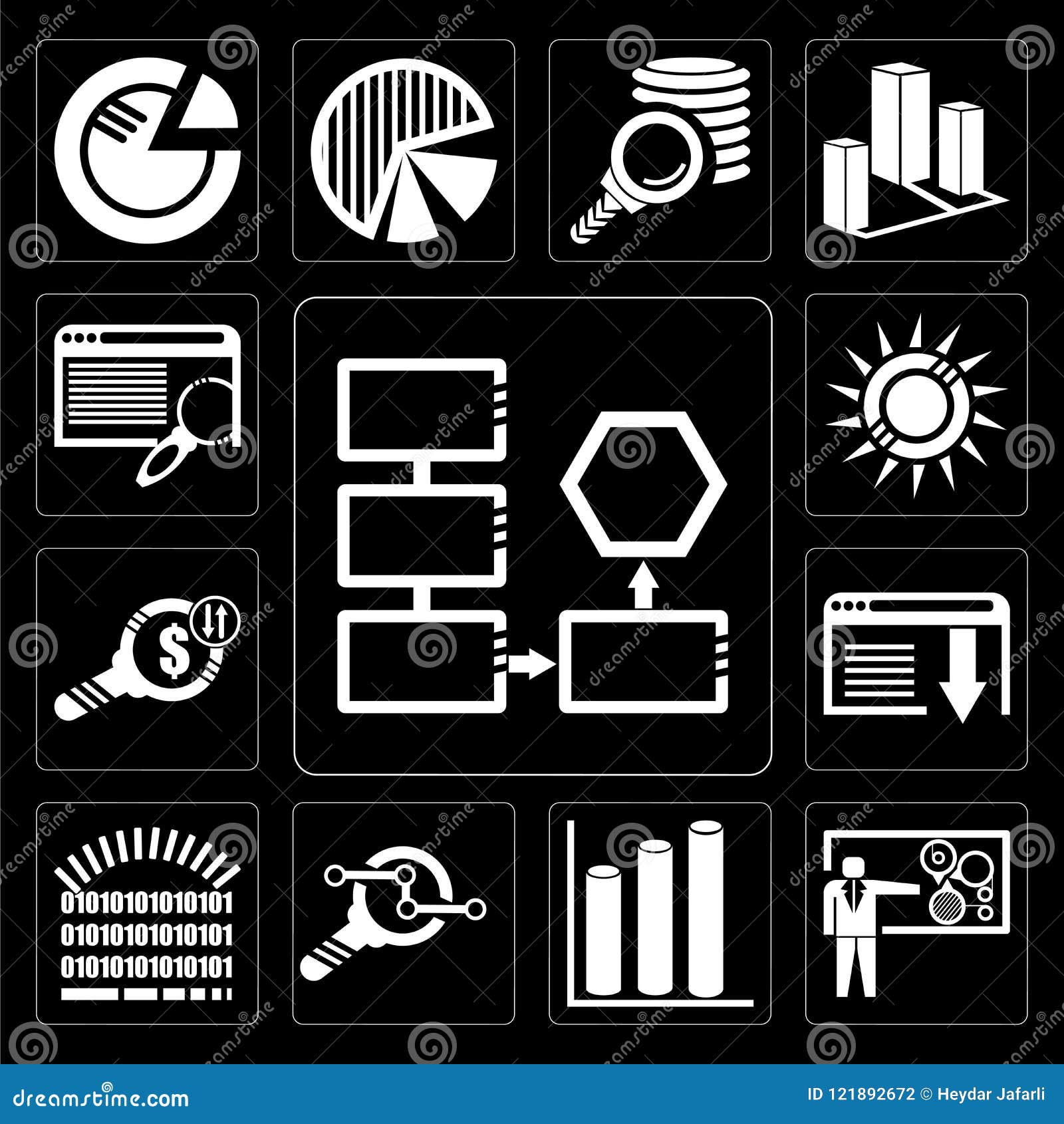 Set of Connected Data Flow Chart, Person Explaining Data, 3d Analytics Bars Graphic, Data ...