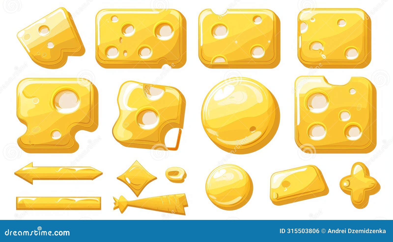 The Set Consists of Yellow Round, Square, Rectangular Empty Frames ...