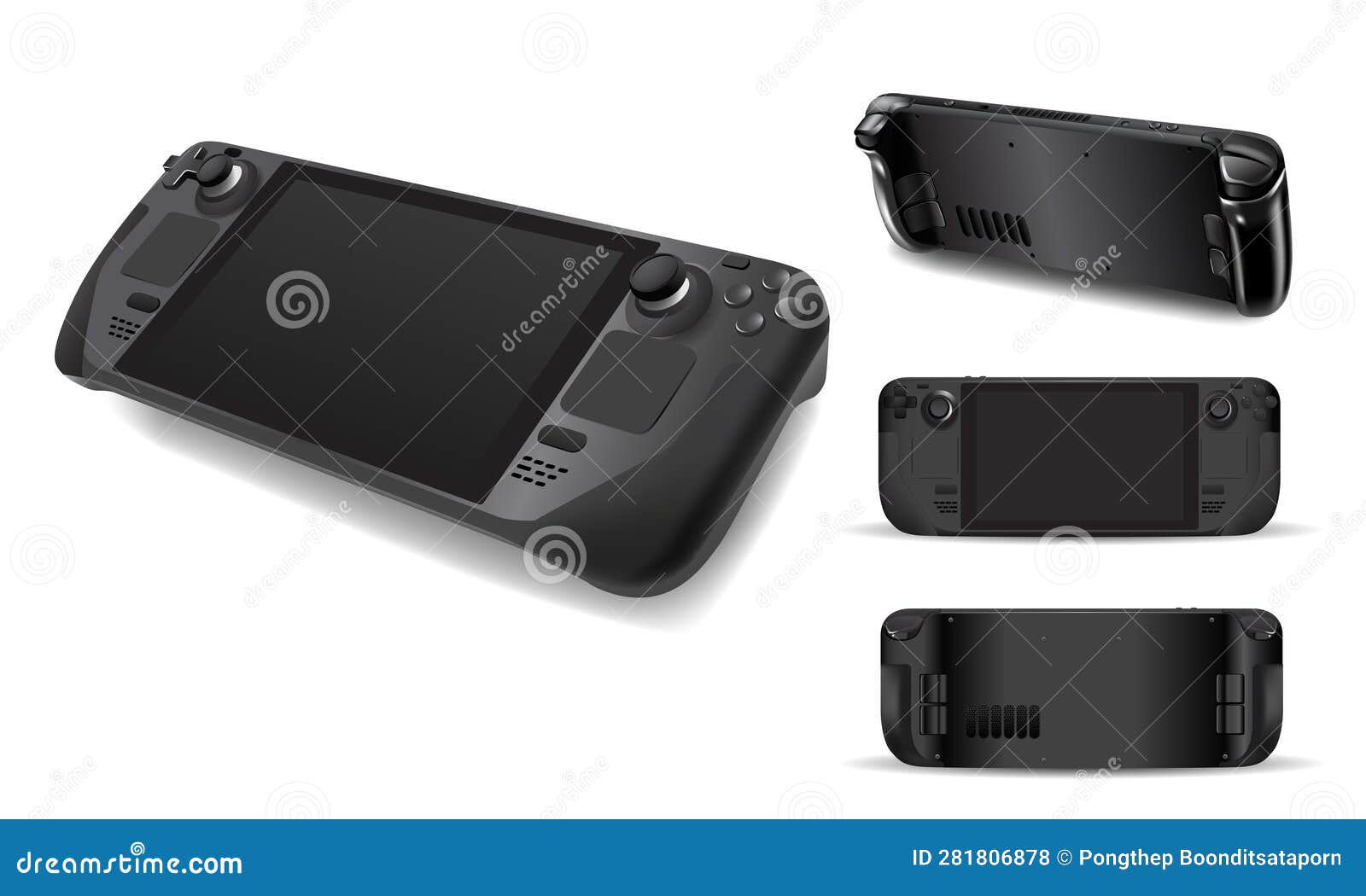 Set of Console Game Device Handheld Portable Black Color Vector ...