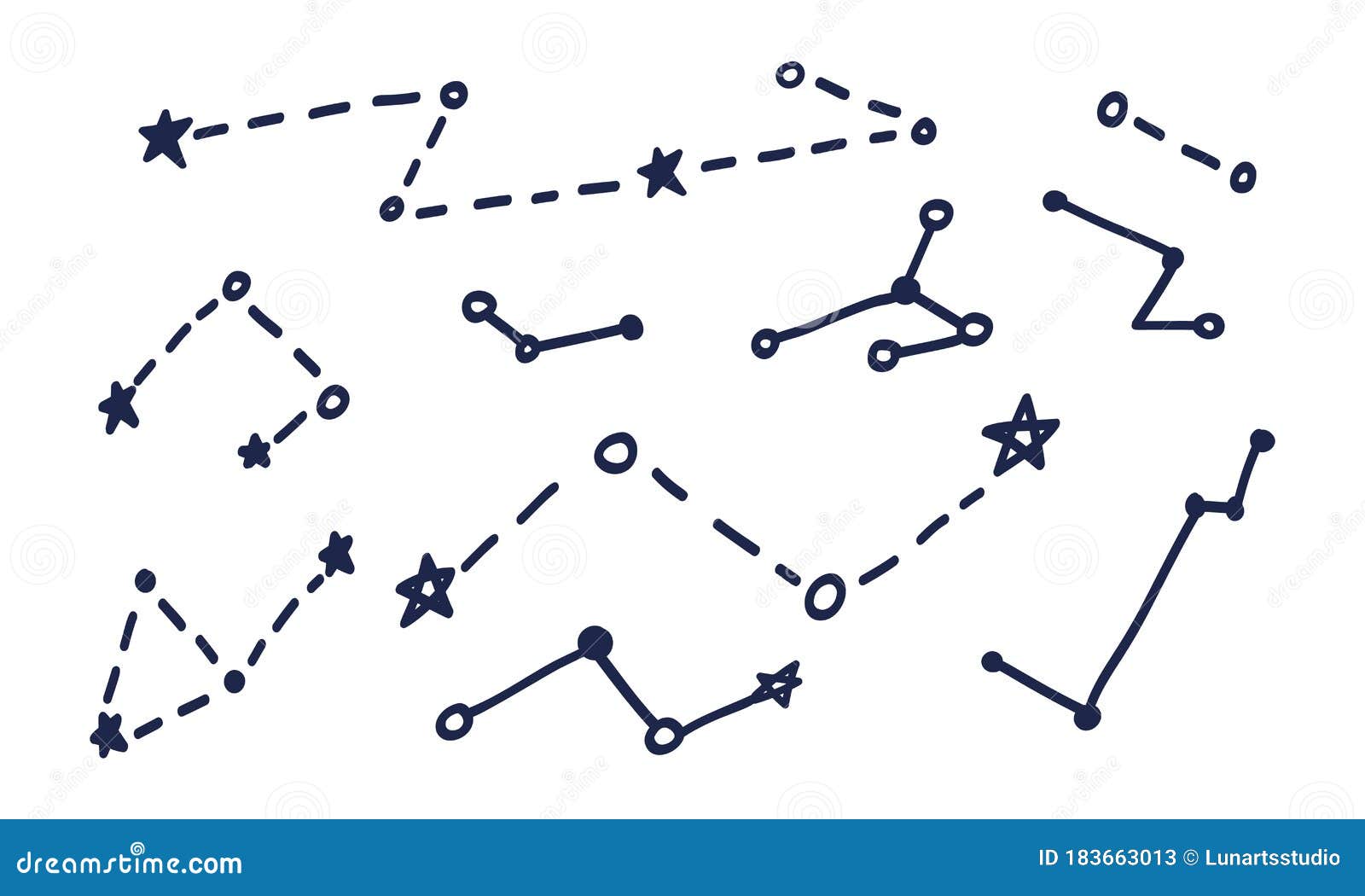 A Set of Constellations Made in a Doodle Style. Vector Graphics of ...