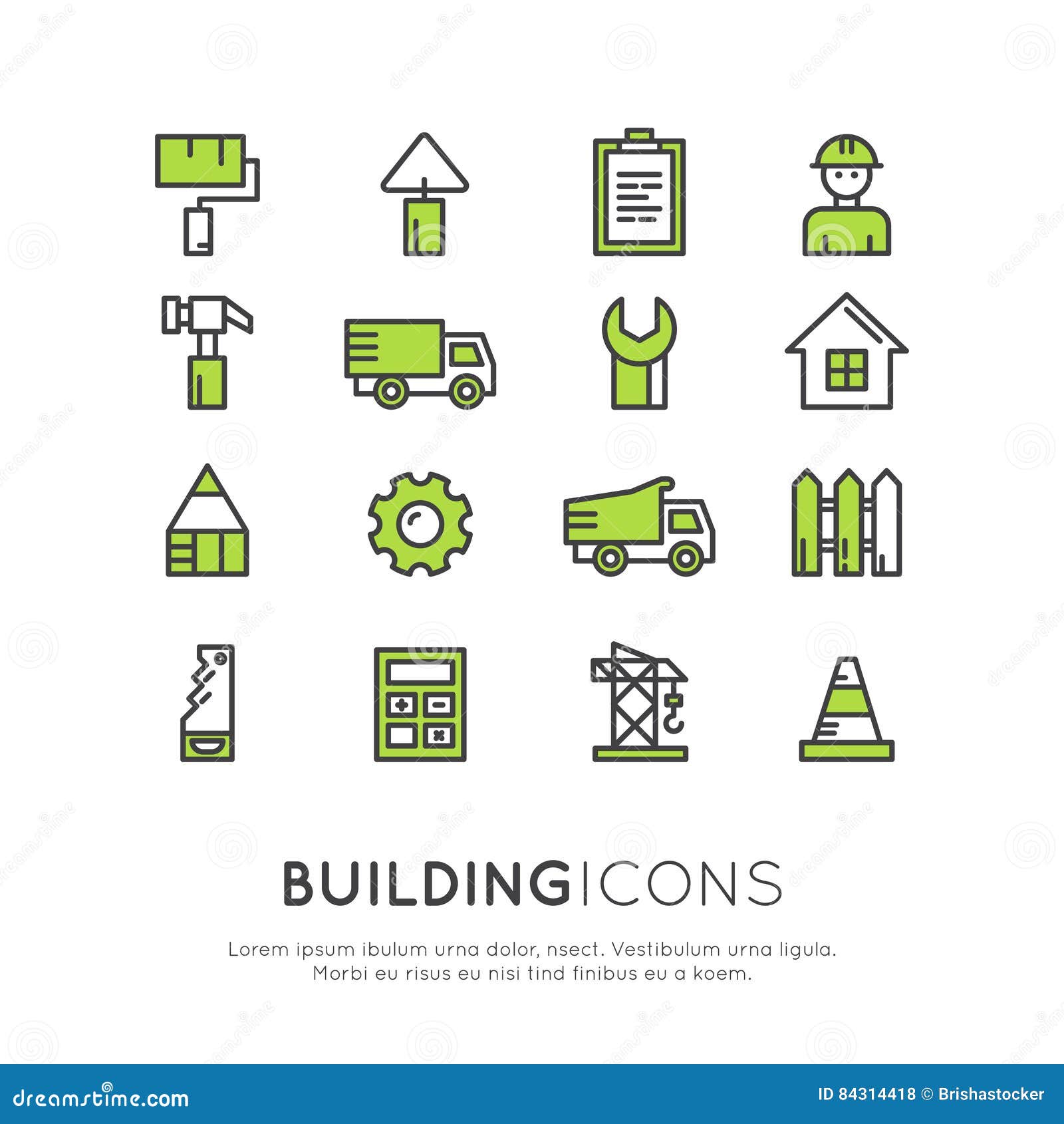 Building Renewal Line Icons Collection. Revitalization, Renovation ...