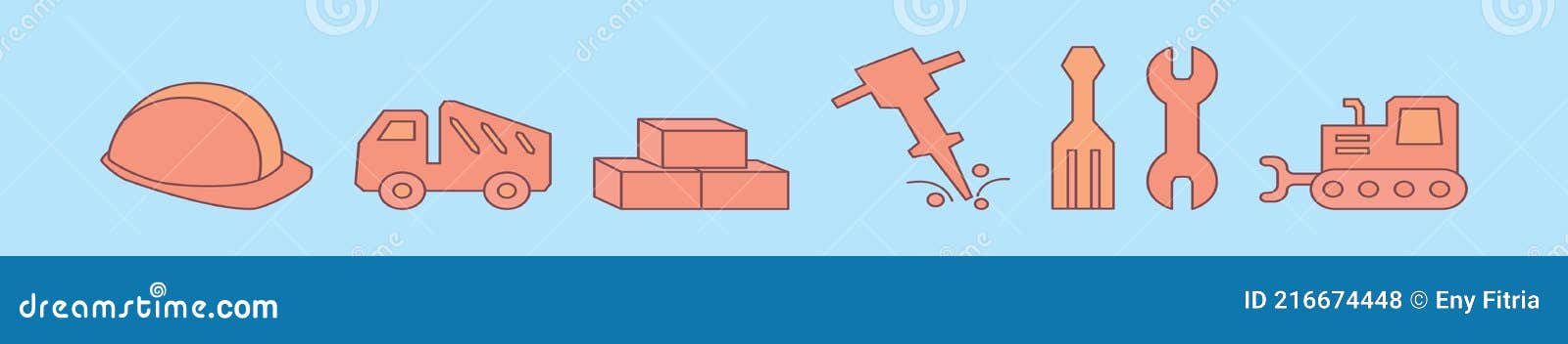 Set of Construction Cartoon Design Template with Various Models. Vector ...