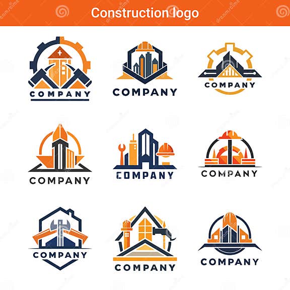 Set of Construction Company Logo Design Elements Stock Vector ...
