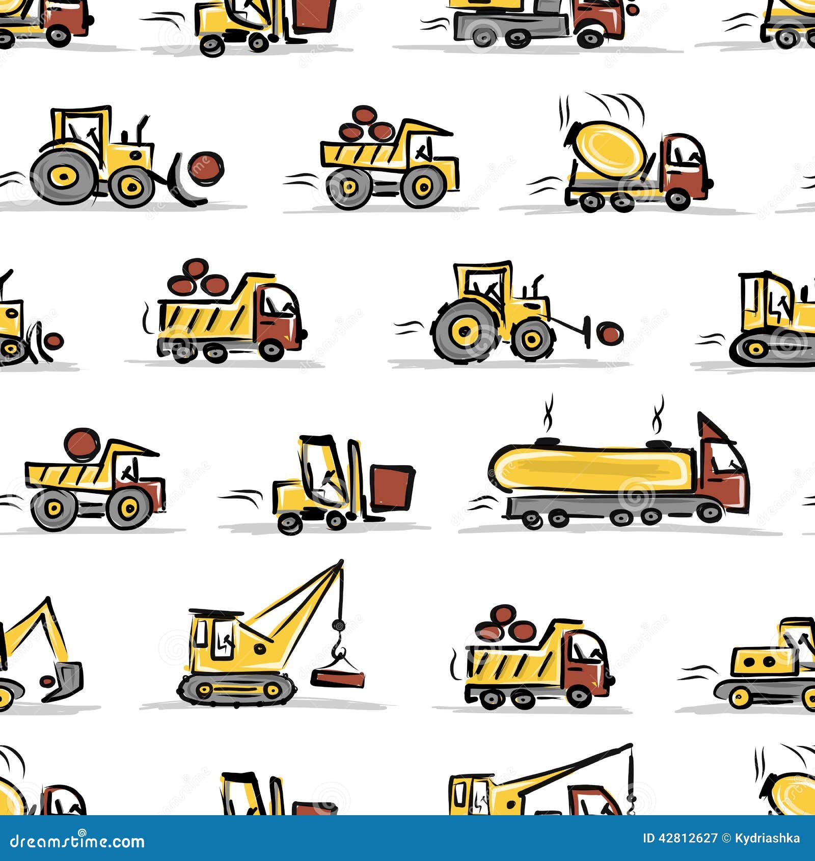 Construction Equipment Cartoon, Work Zone With Funny Animals, Vector ...