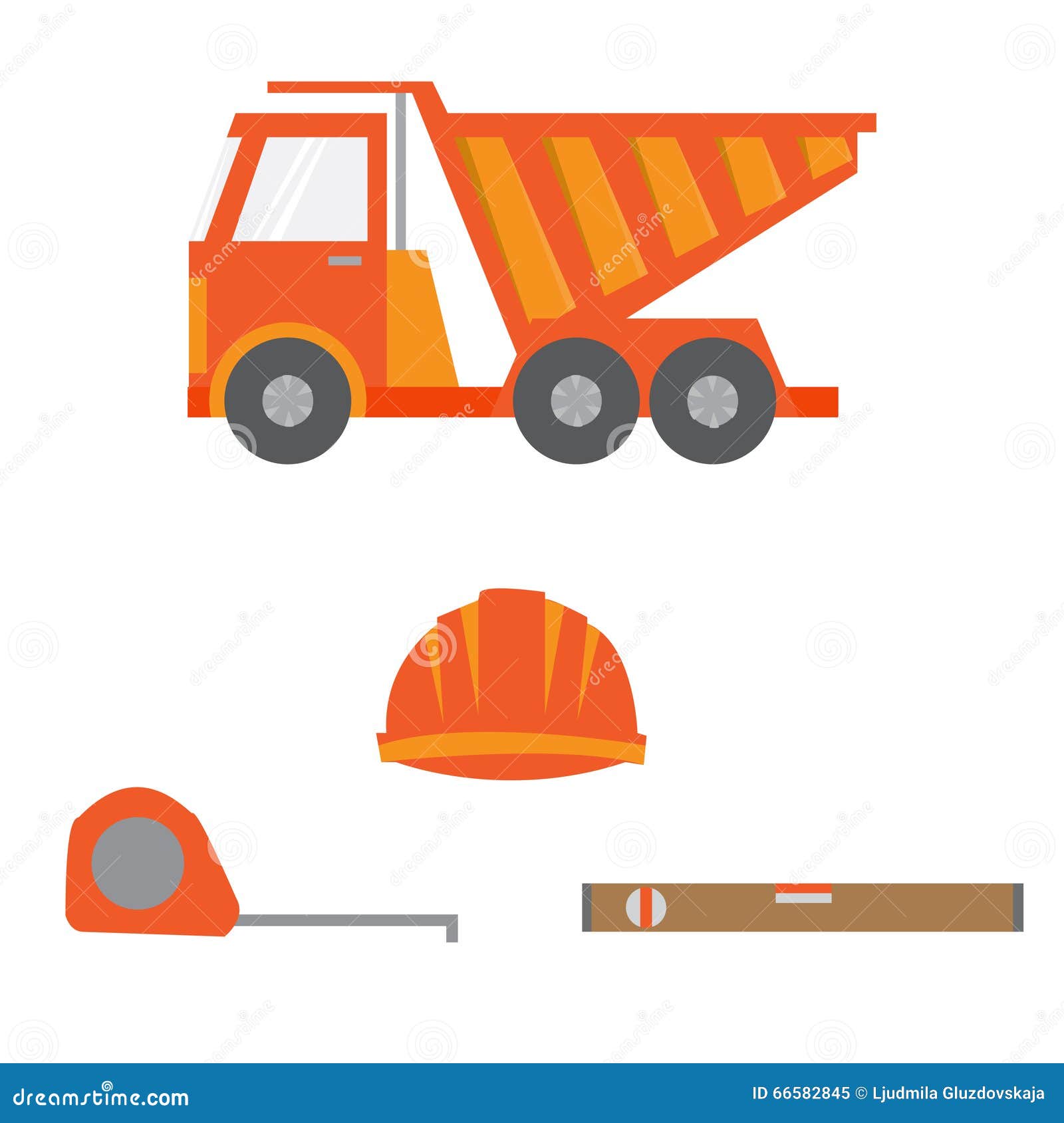 Set of Construction Equipment and Tools, Vector Image. Flat Icon Stock ...