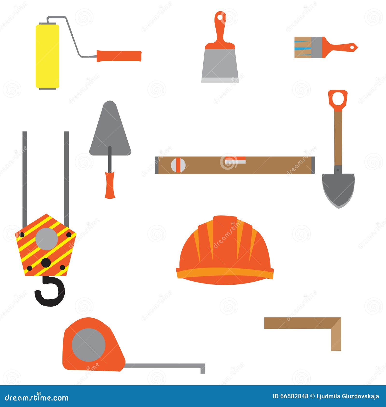 Set of Construction Equipment and Tools, Vector Image. Flat Icon Stock ...