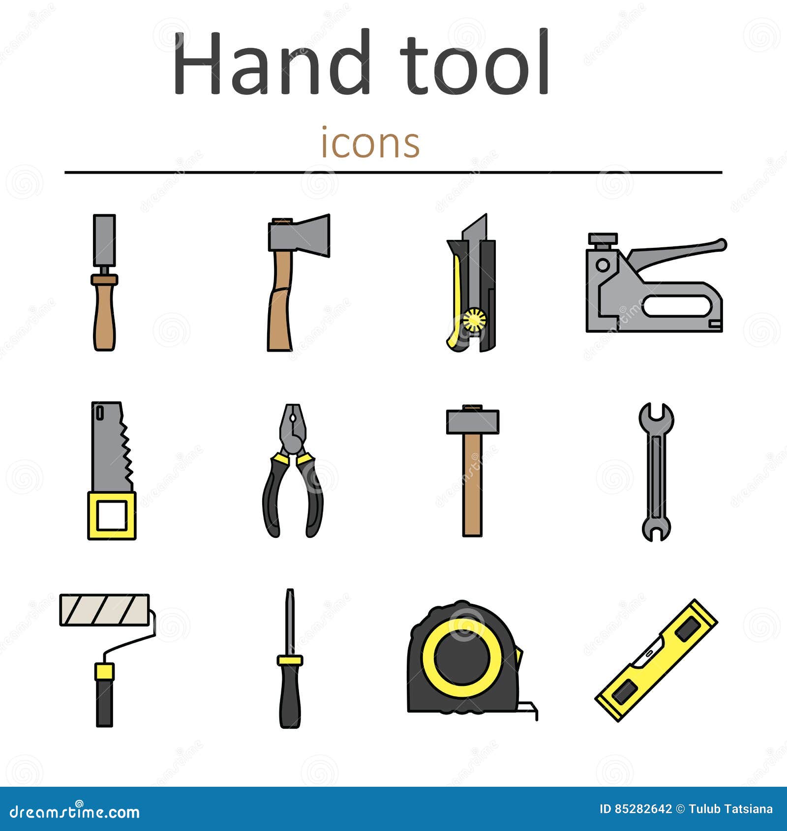 Set of Construction Hand Tools. Instruments for Building and Repair ...