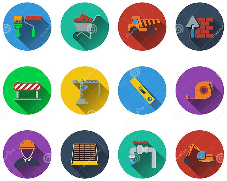 Set of construction icons stock vector. Illustration of construction ...