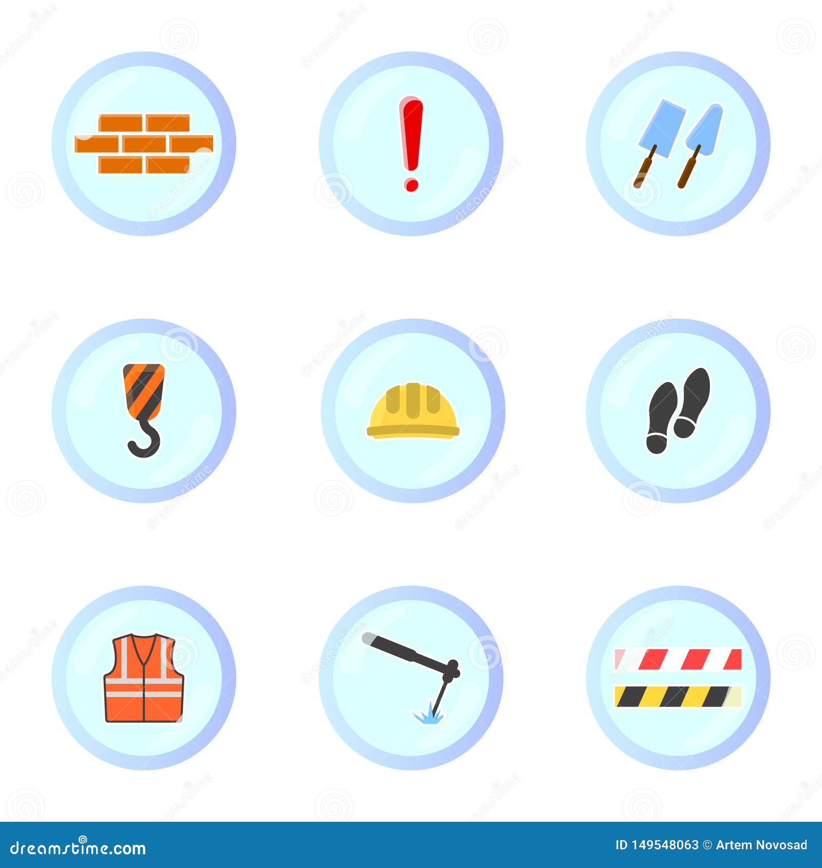 Set of Construction Icons in Round Frames. Vector on White Background ...