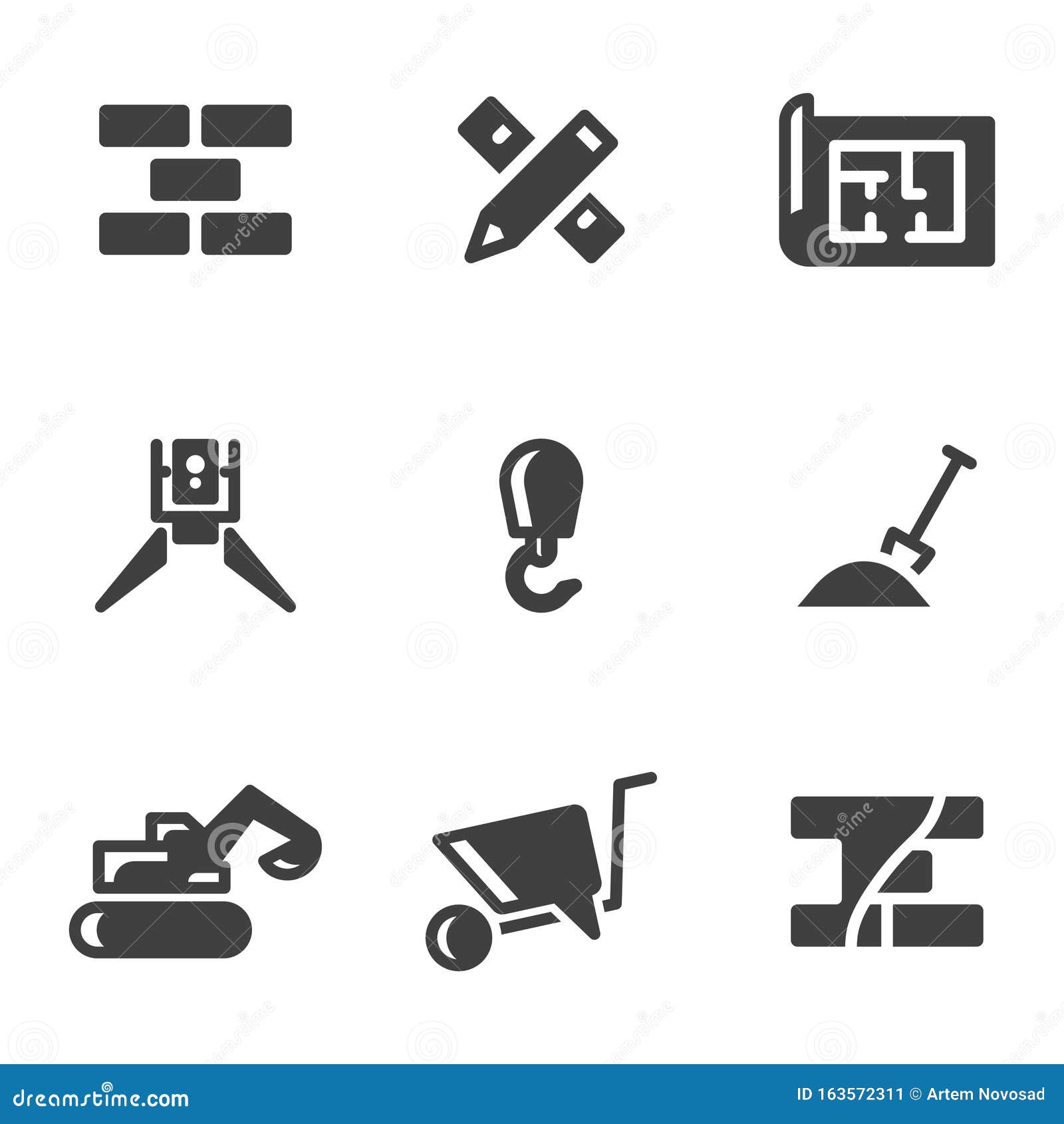 Set of Construction Icons. Various Stages of Construction, Design ...