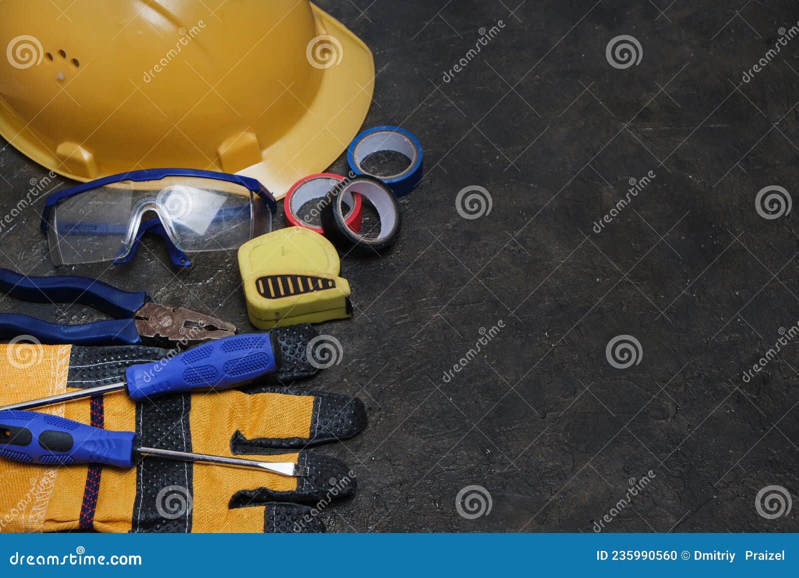 Set of Construction, Installation Tools and Protective Equipment Stock ...