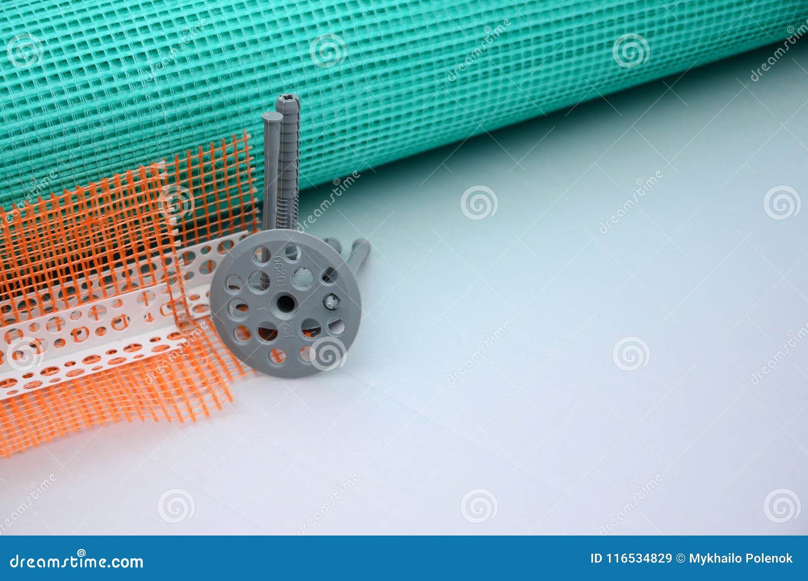 A Set Of Construction Items For The Insulation Of Walls. Plastic Dowels ...