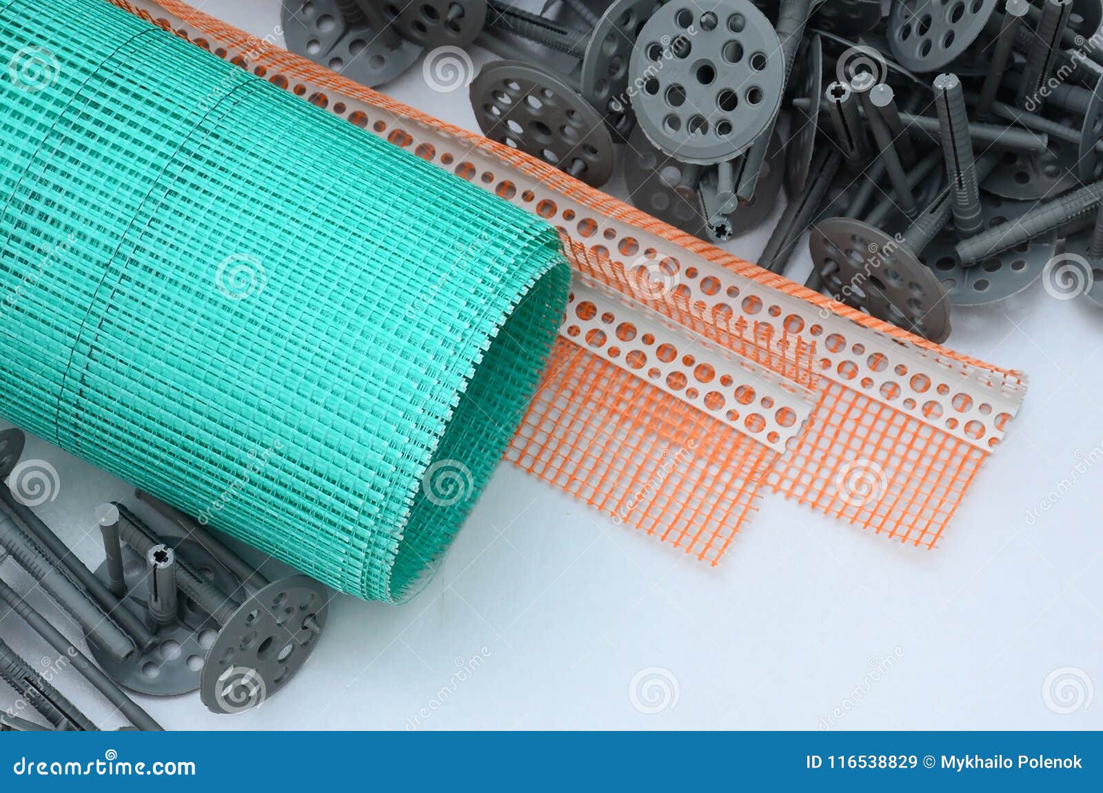 A Set Of Construction Items For The Insulation Of Walls. Plastic Dowels ...