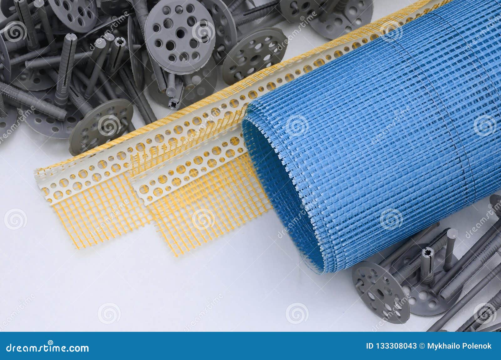 A Set of Construction Items for the Insulation of Walls. Plastic Dowels ...