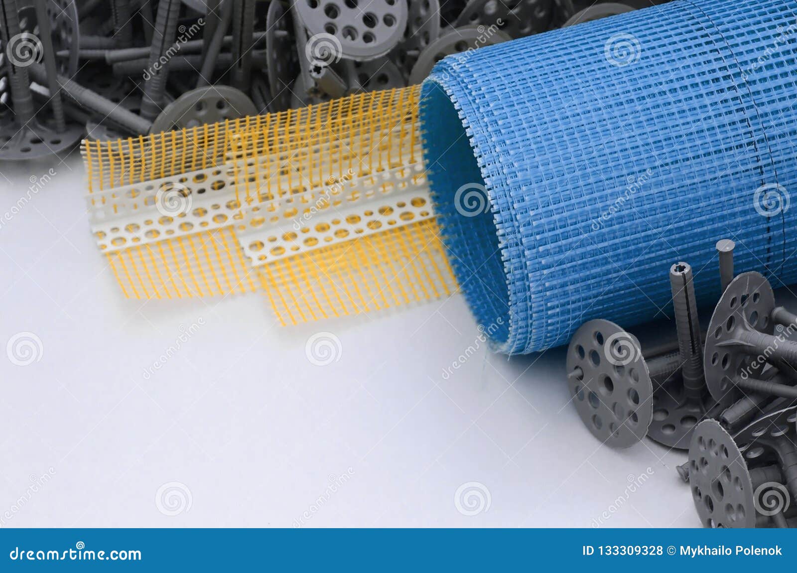 A Set of Construction Items for the Insulation of Walls. Plastic Dowels ...