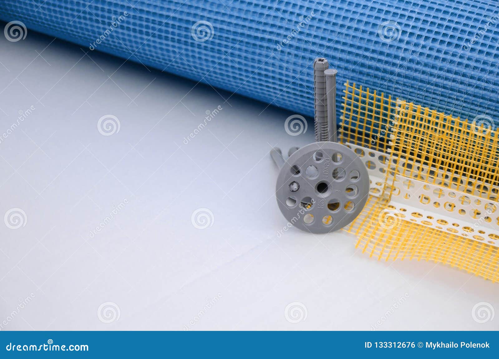 A Set of Construction Items for the Insulation of Walls. Plastic Dowels ...