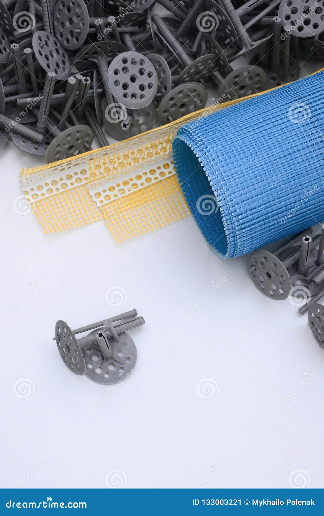 A Set of Construction Items for the Insulation of Walls. Plastic Dowels ...