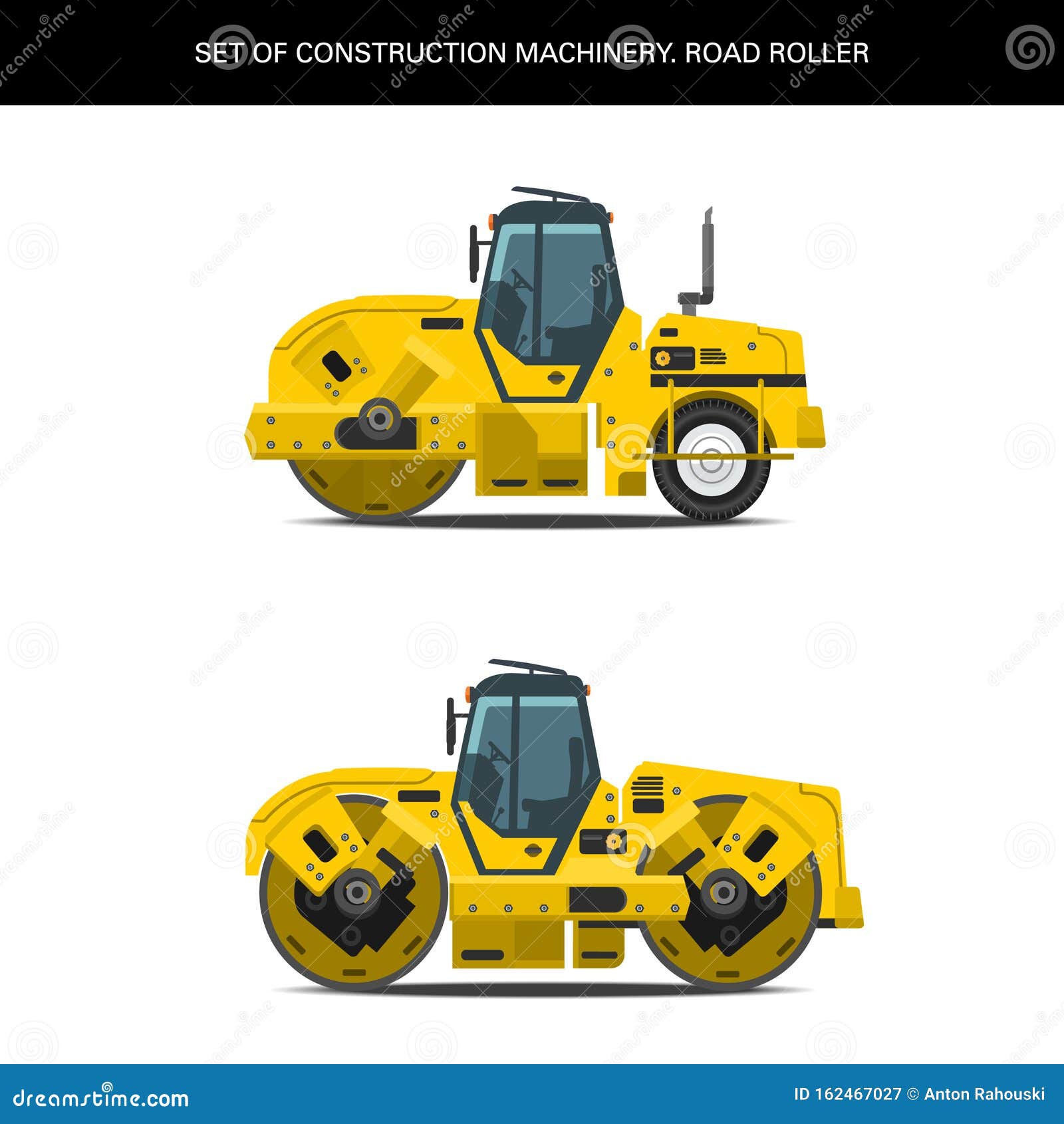 Set of Realistic Construction Machinery. Road Roller Stock Vector ...