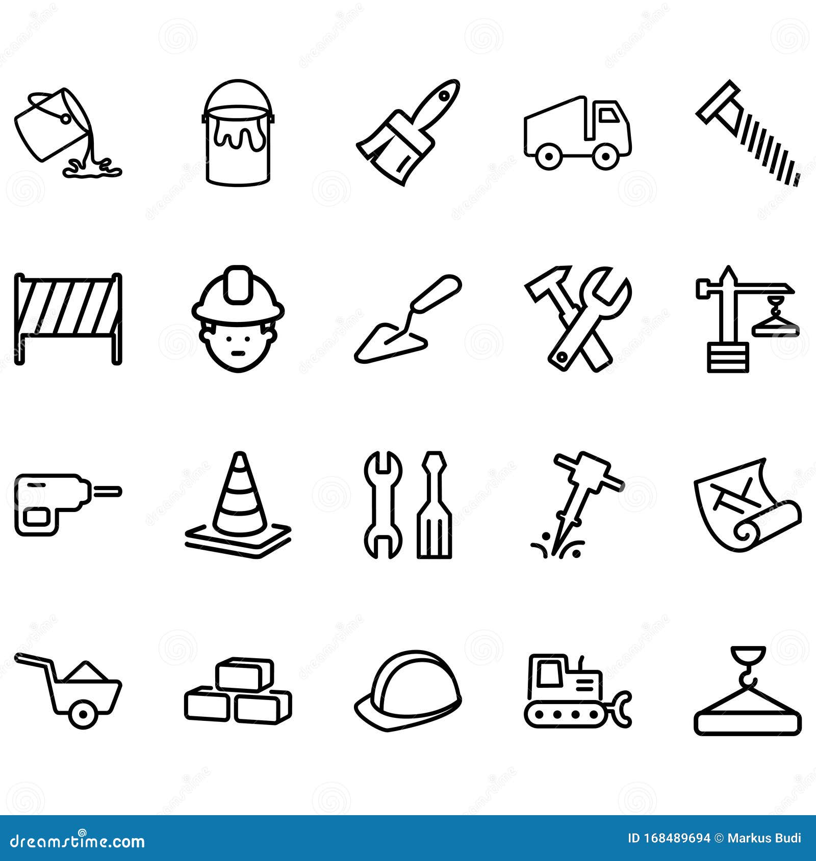 Set of Construction Related Vector Lines Icons. Stock Vector ...