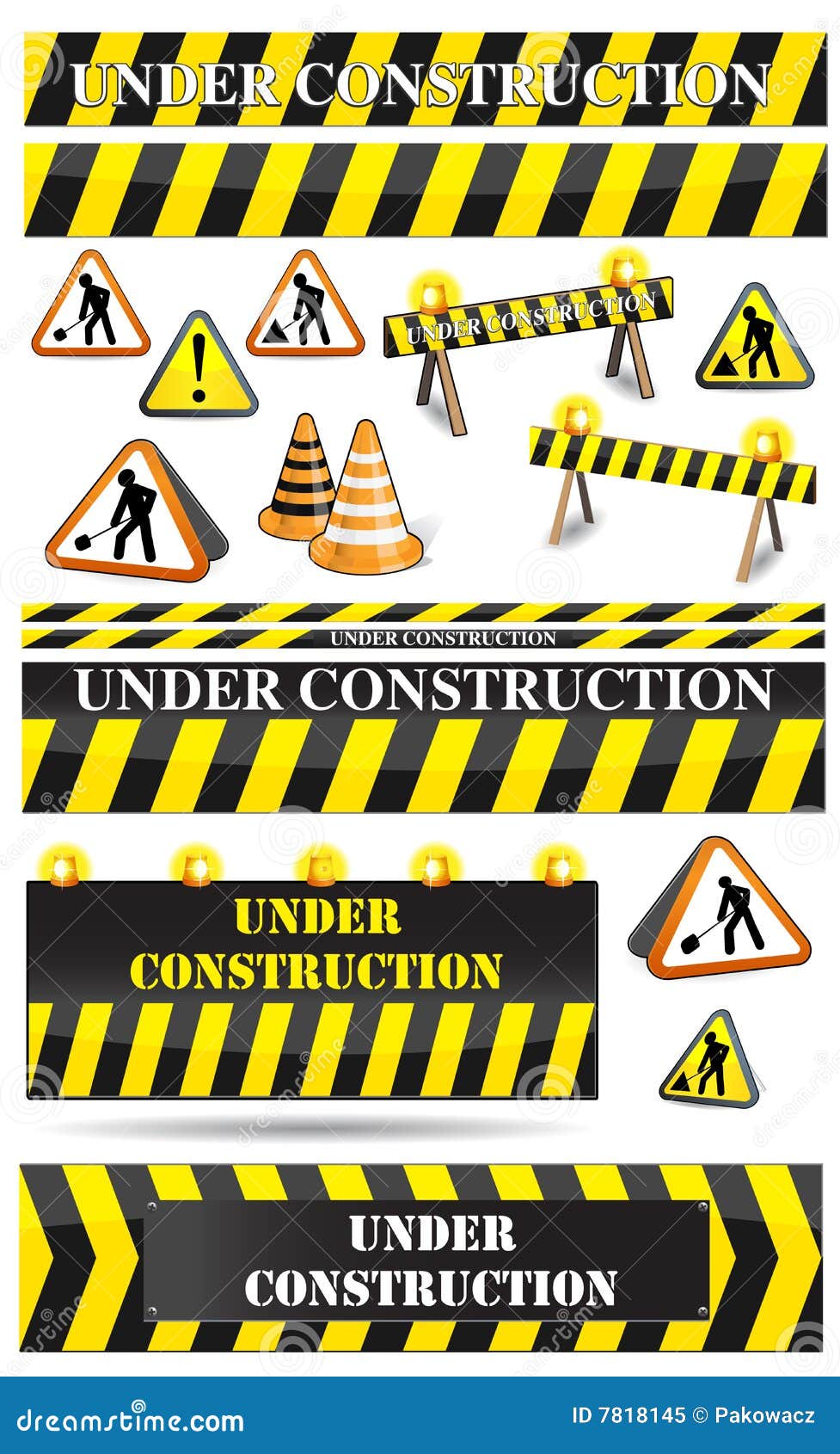 Set of construction sighs stock vector. Illustration of design - 7818145