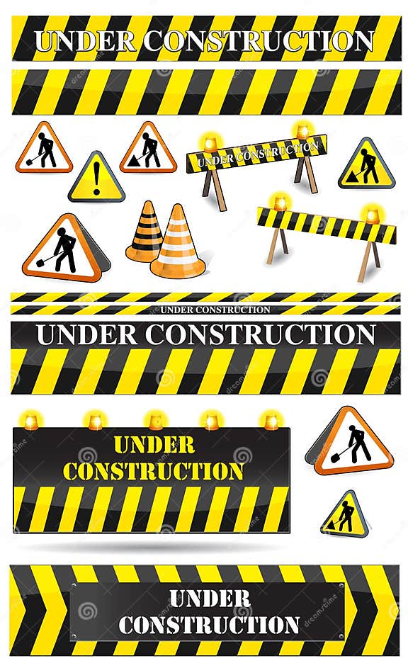 Set of construction sighs stock vector. Illustration of design - 7818145