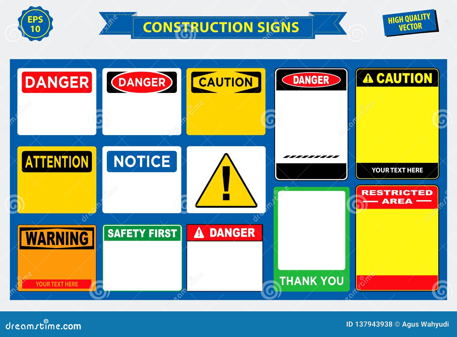 Set of Construction Sign Template. Easy To Modify Stock Illustration ...