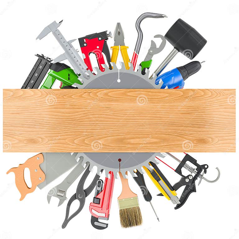 Set of Construction Tools. Assortment of Work Tools, 3D Rendering Stock ...