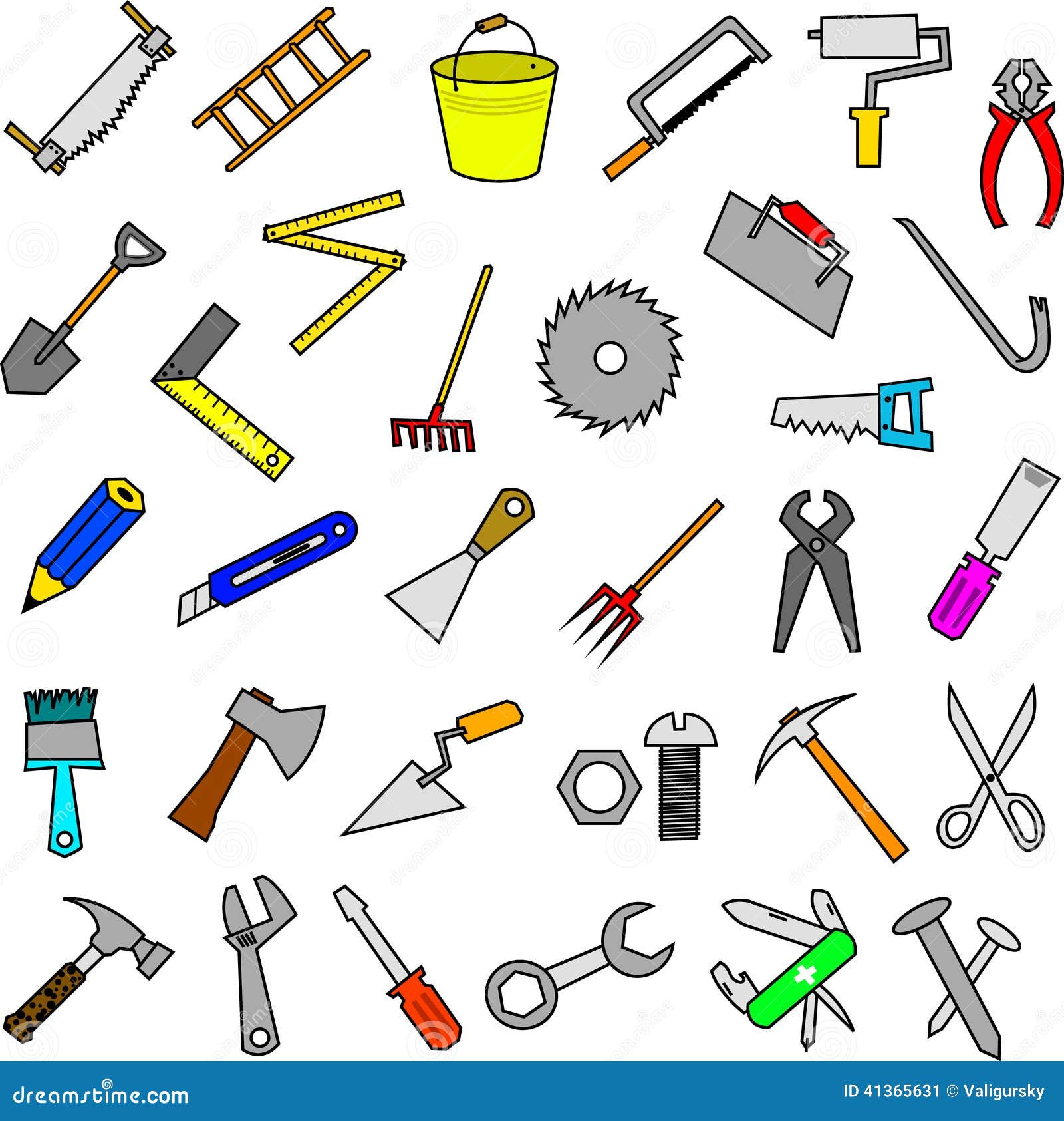 Set of Construction Tools Design Elements Stock Vector - Illustration ...
