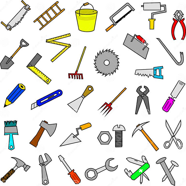 Set of Construction Tools Design Elements Stock Vector - Illustration ...