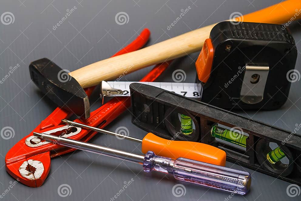 Set of construction tools stock image. Image of screwdriver - 305873783