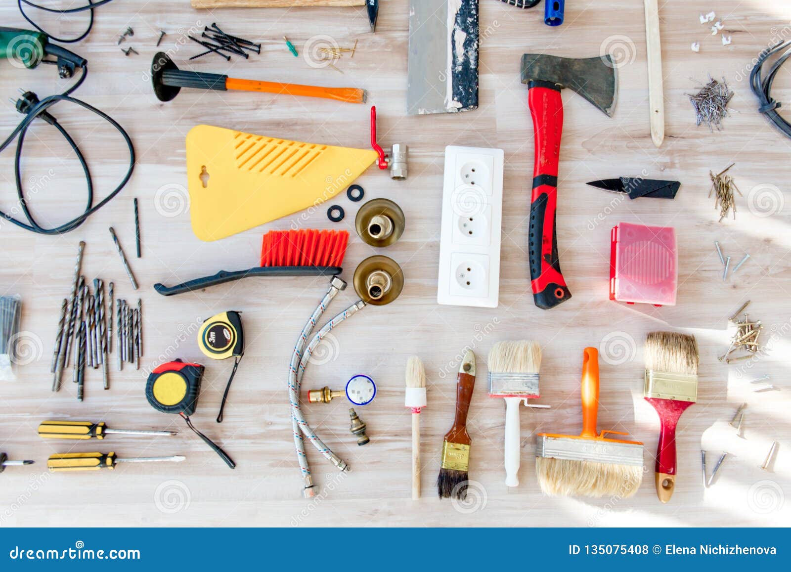 A Set of Construction Tools or Instruments Stock Photo - Image of ...
