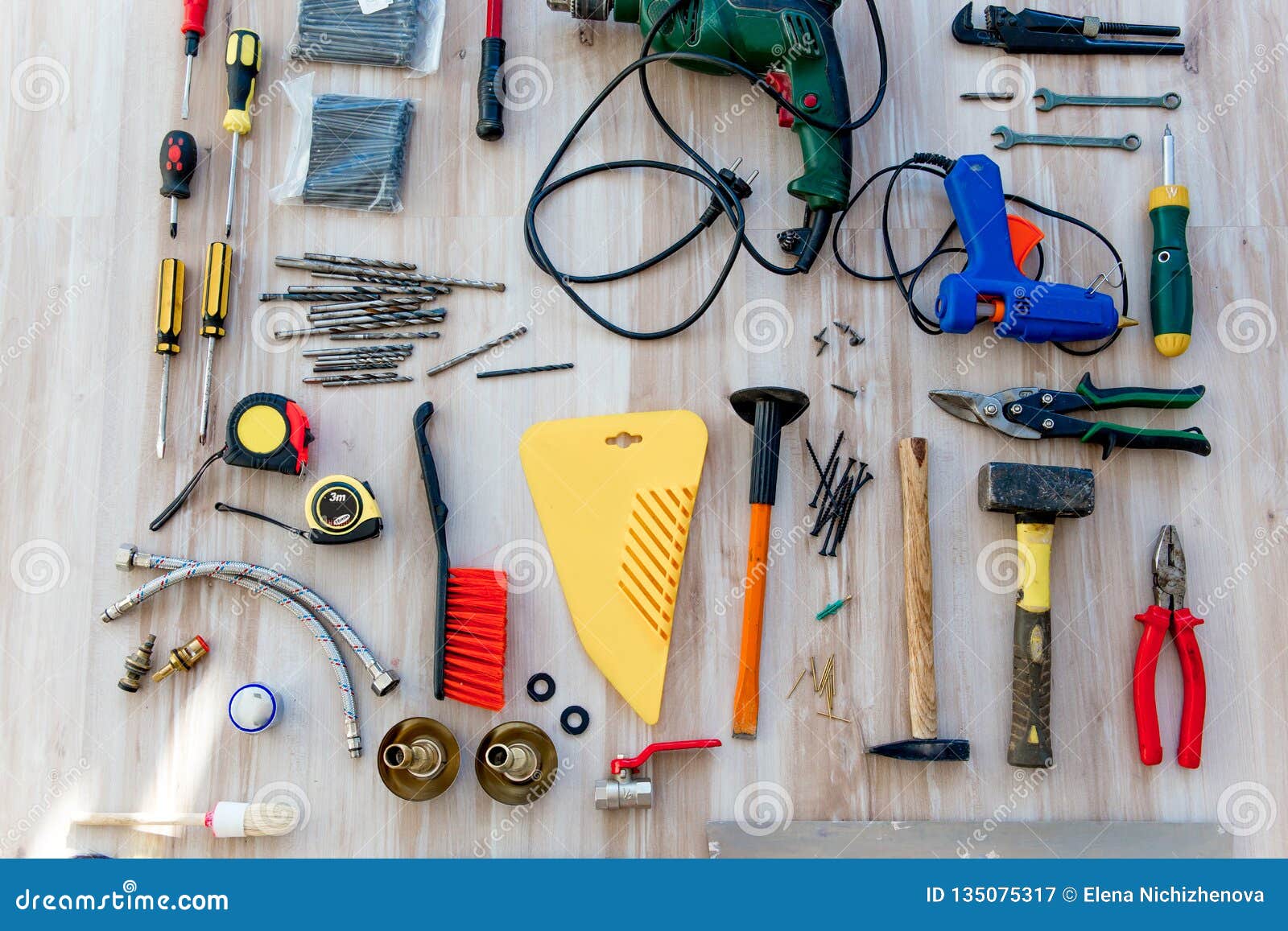 A Set of Construction Tools or Instruments Stock Image - Image of ...