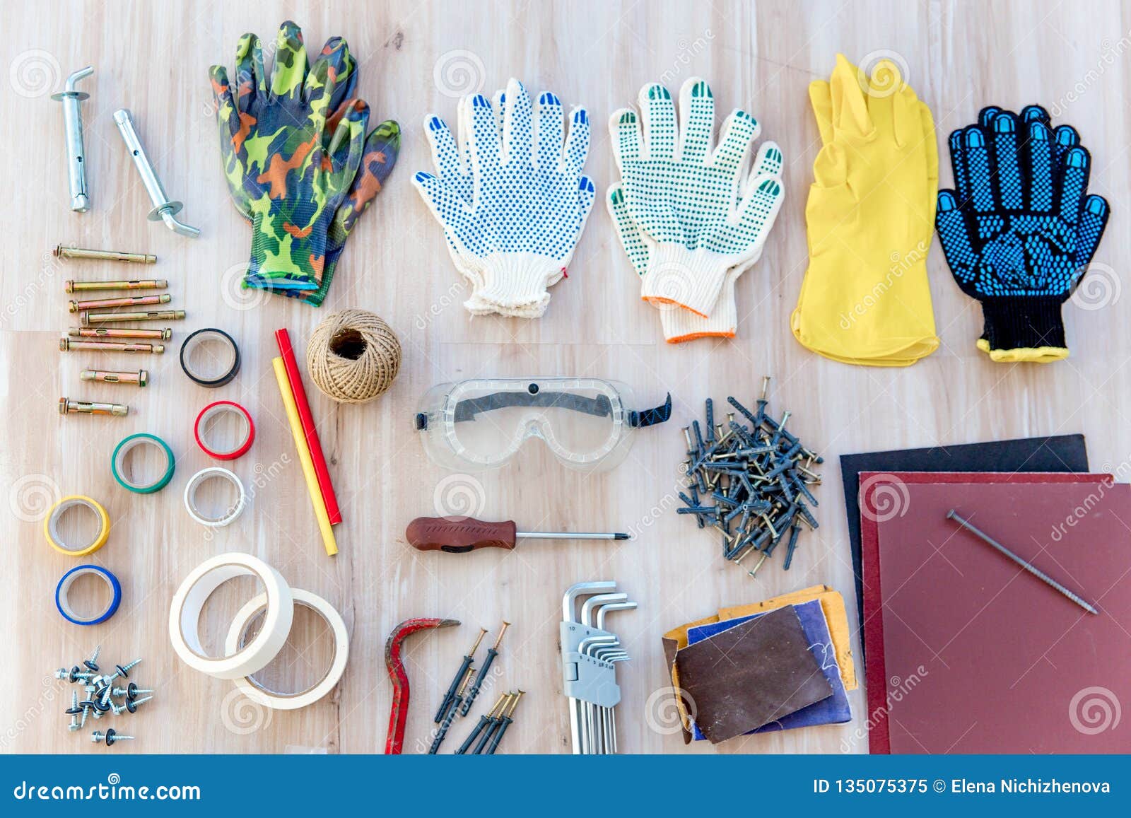 A Set of Construction Tools or Instruments Stock Image - Image of ...