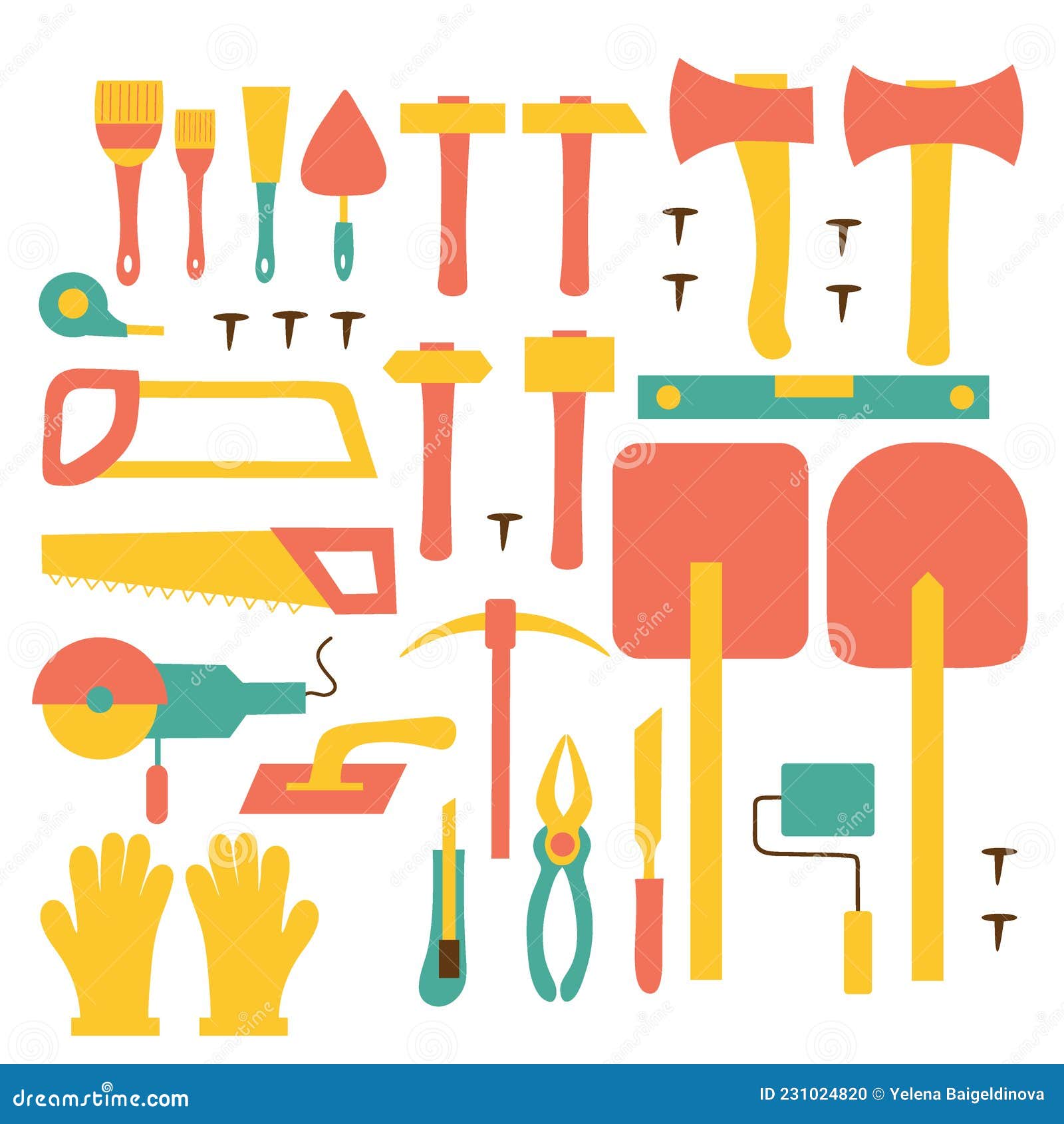 Set of Construction Tools on an Isolated Background. Construction or ...